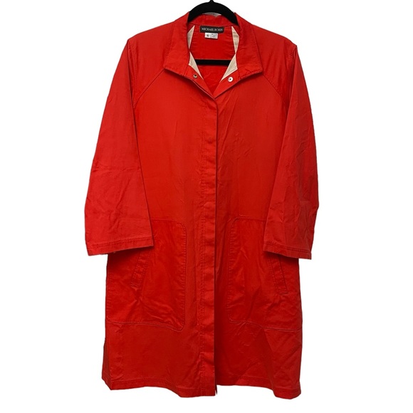 Jackets & Coats | Vintage Michael Boris Red Long Sleeve Trench Coat ...
